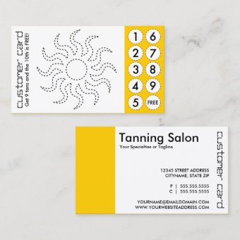 tanning salon cut out punch cards | Zazzle