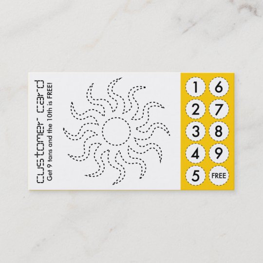 tanning salon cut out punch cards | Zazzle.com