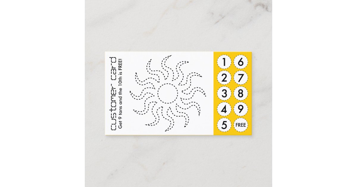 tanning salon cut out punch cards | Zazzle