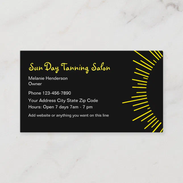 Tanning Salon Design Business Card | Zazzle