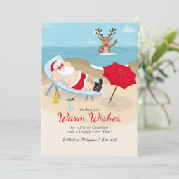 Tanning Santa Greeting Card | Zazzle
