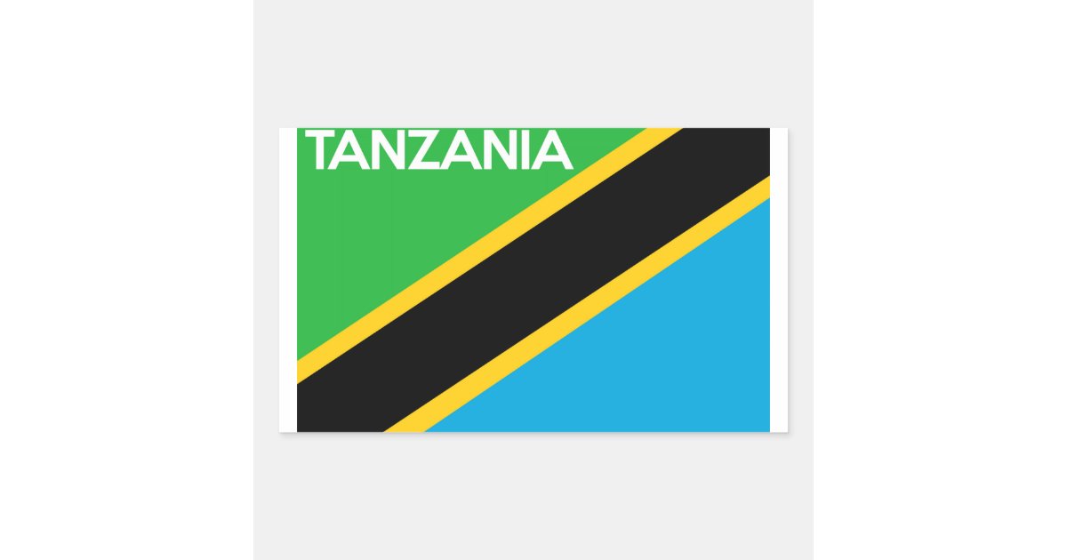 tanzania country flag text name rectangular sticker | Zazzle