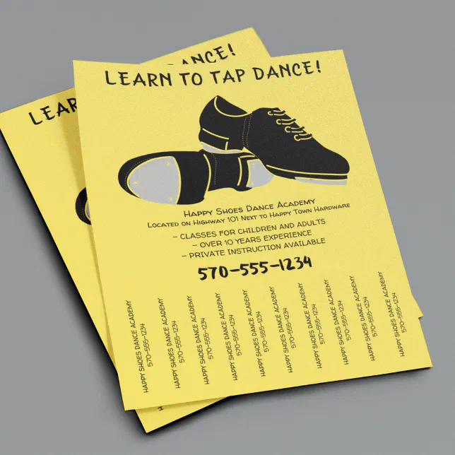 Tap Dance Classes Dancing Lessons Tear Off Strips Flyer | Zazzle