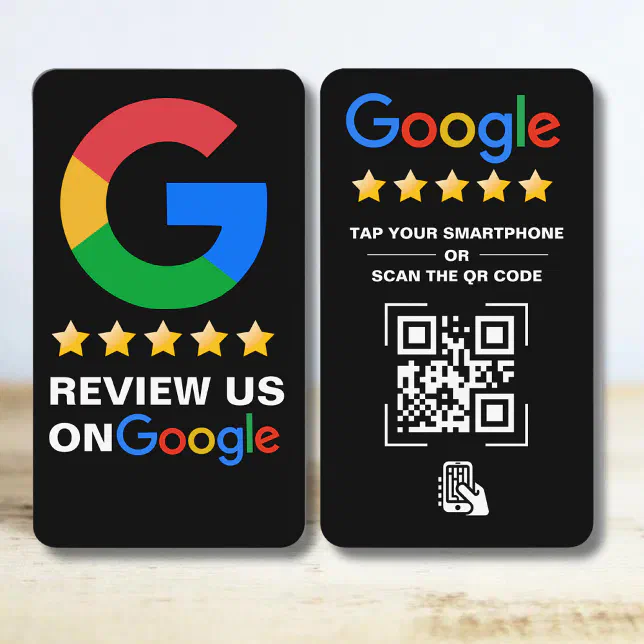 Tap to Review Google Review QR Code Google Ratings Business Card | Zazzle