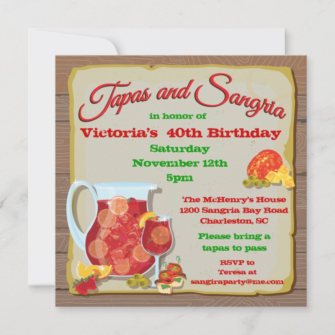 Tapas and Sangria Party Invitations | Zazzle
