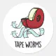 Tape Worms Funny Sticky Tape Puns Classic Round Sticker | Zazzle