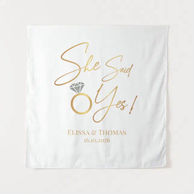 Tapiz She said Yes! Engaged wedding Backdrop banne | Zazzle