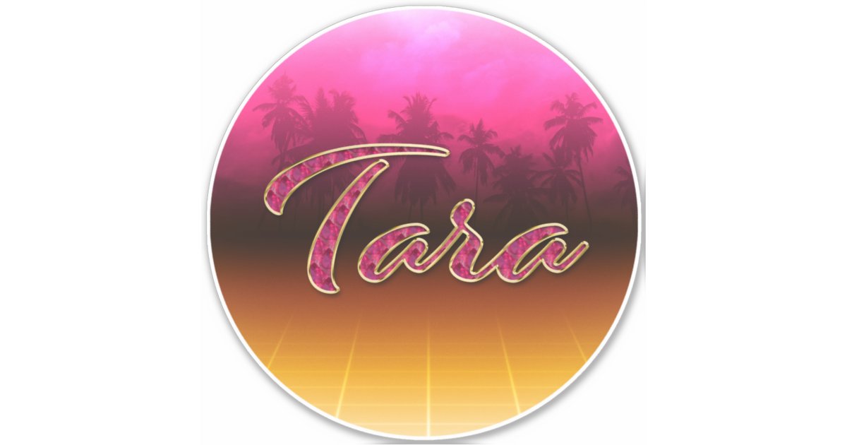 Tara First name name golden pink sticker | Zazzle
