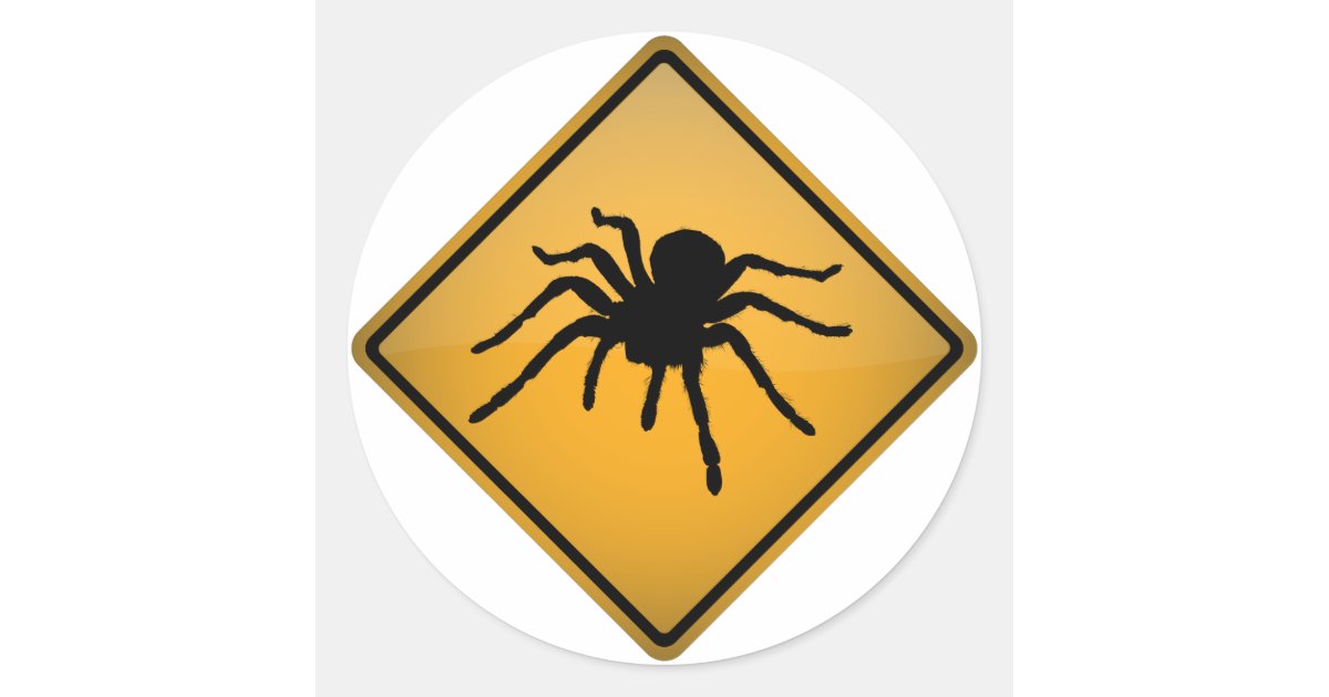 Tarantula Warning Sign Classic Round Sticker | Zazzle