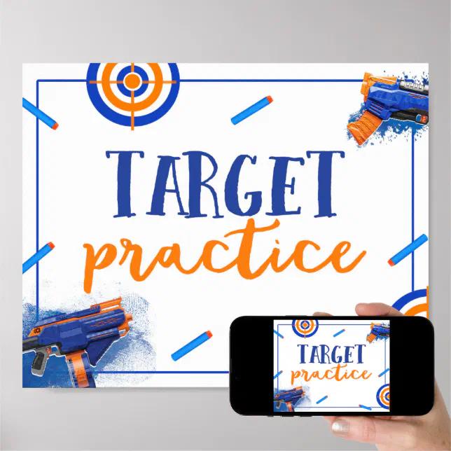 Target Practice Sign | Dart Gun Party | Zazzle