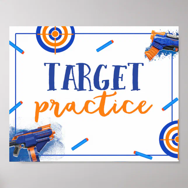 Target Practice Sign | Dart Gun Party | Zazzle