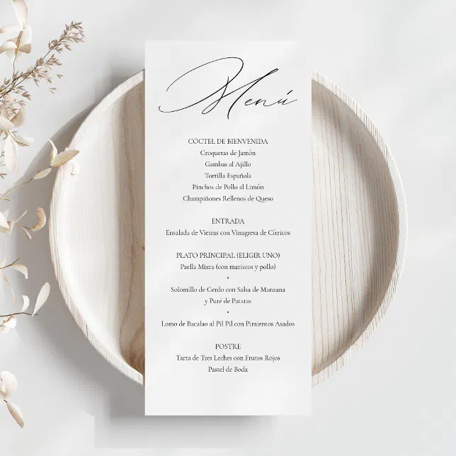 Tarjeta de Menú de Boda Elegante Caligrafía Menu | Zazzle