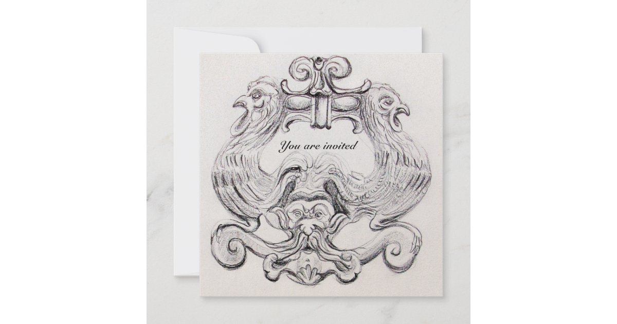 TAROT/ ANTIQUE FLORENTINE GROTESQUE FANTASY INVITATION | Zazzle