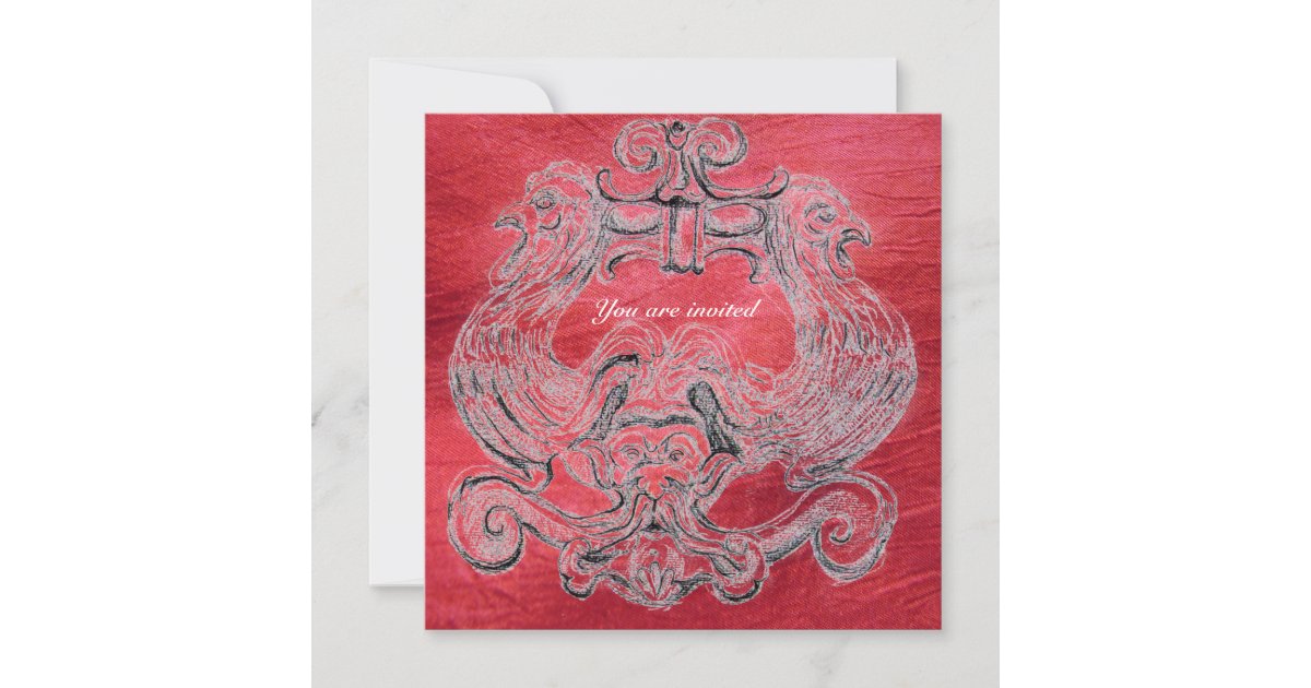 TAROT/ ANTIQUE FLORENTINE GROTESQUE Red Black Invitation | Zazzle