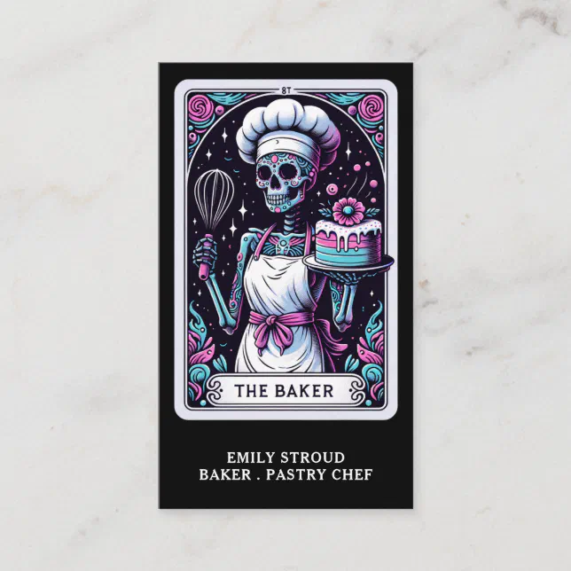 Tarot Baker Black Business Card | Zazzle