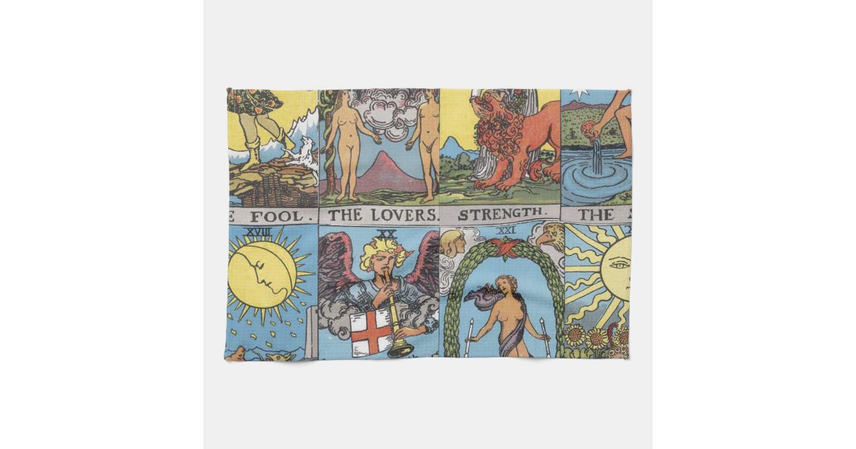 Tarot Card Collage Kitchen Towel | Zazzle