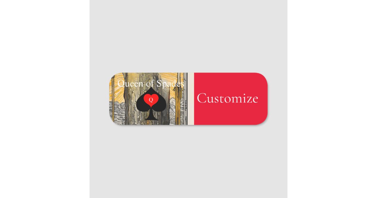 Tarot Card Queen of Spades Thunder_Cove Name Tag | Zazzle