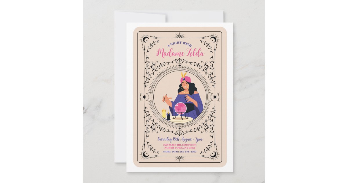 Tarot Card Reading Crystal Ball Party Invite | Zazzle