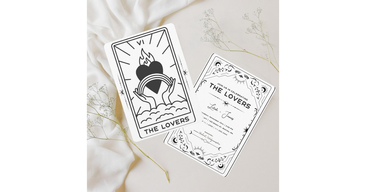 Tarot Cards | Bridal Shower | Wedding | Modern B+W | Zazzle