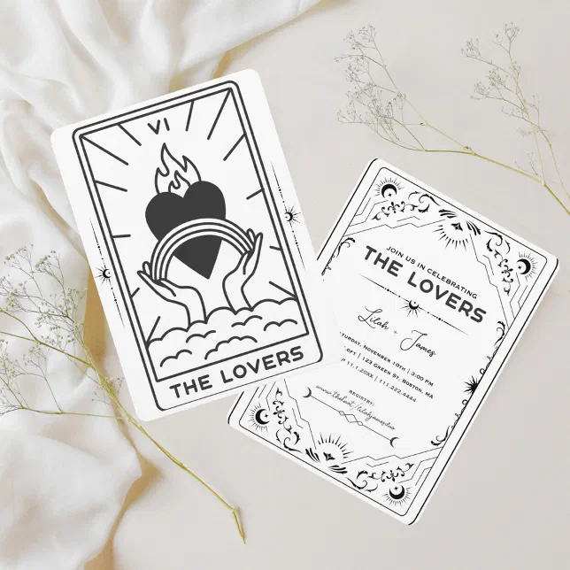 Tarot Cards | Bridal Shower | Wedding | Modern B+W | Zazzle