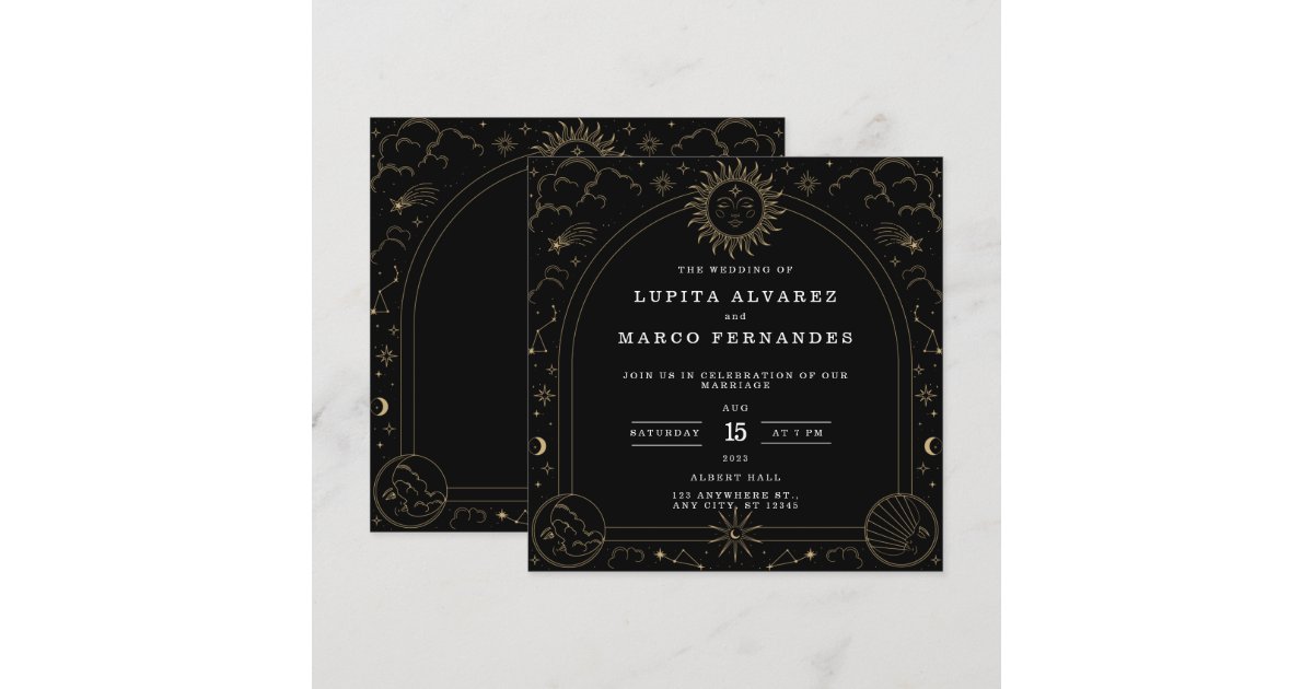 Tarot Gold Elegant Wedding Invitation | Zazzle