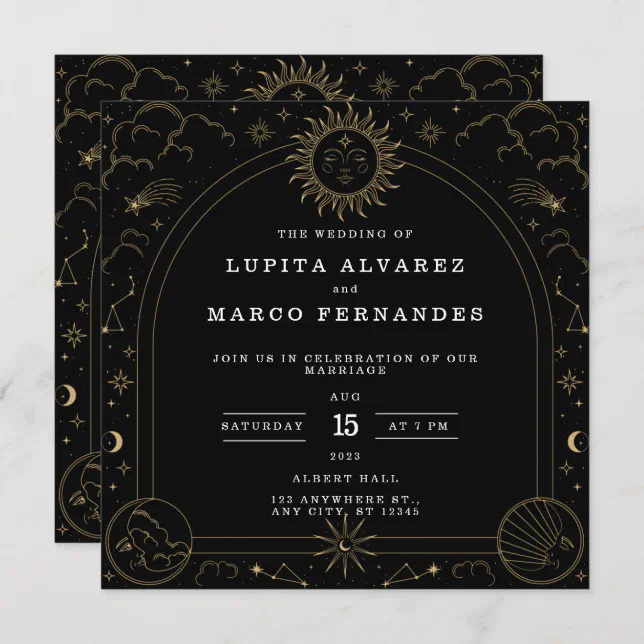 Tarot Gold Elegant Wedding Invitation | Zazzle