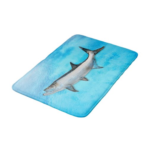 Tarpon Saltwater Fish Blue Water Bath Mat | Zazzle