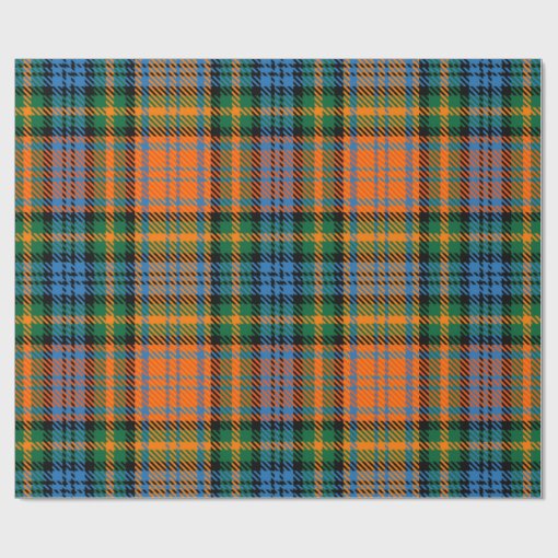 Tartan Clan Murray Plaid Blue Orange Green Check Wrapping Paper | Zazzle