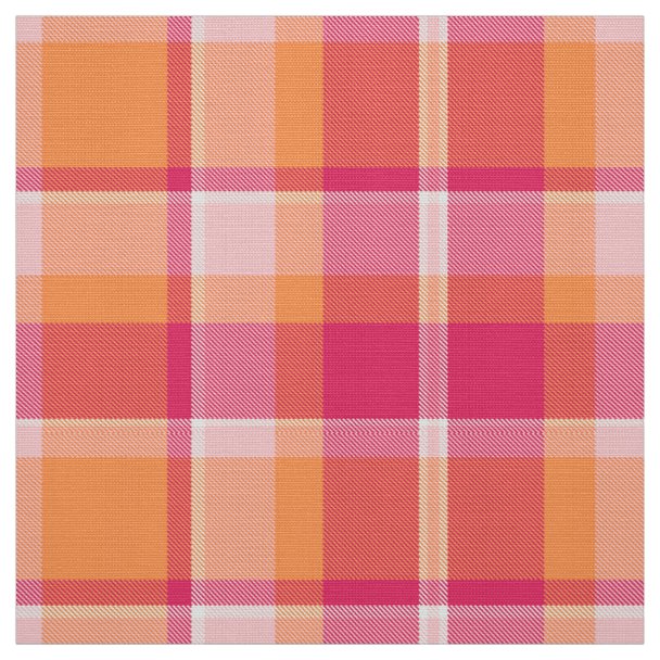 Orange plaid fabric | Zazzle