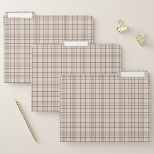 Tartan Plaid Beige, Brown & White No. 47 File Folder | Zazzle.com