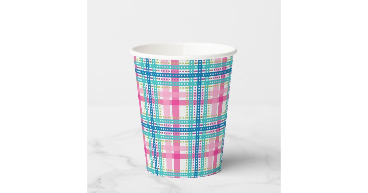 Tartan, plaid pattern paper cups | Zazzle