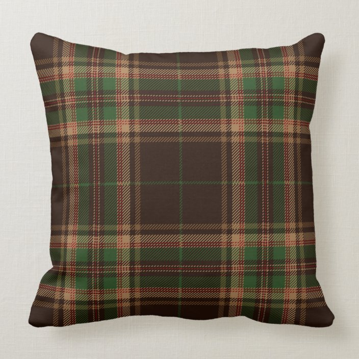 Tartan Plaid Trendy Scottish Brown Green Red Throw Pillow | Zazzle.com
