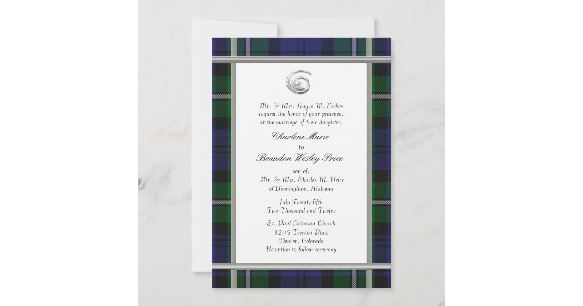 Tartan Plaid Wedding Invitation | Zazzle