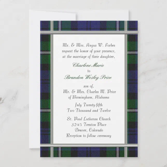 Tartan Plaid Wedding Invitation | Zazzle