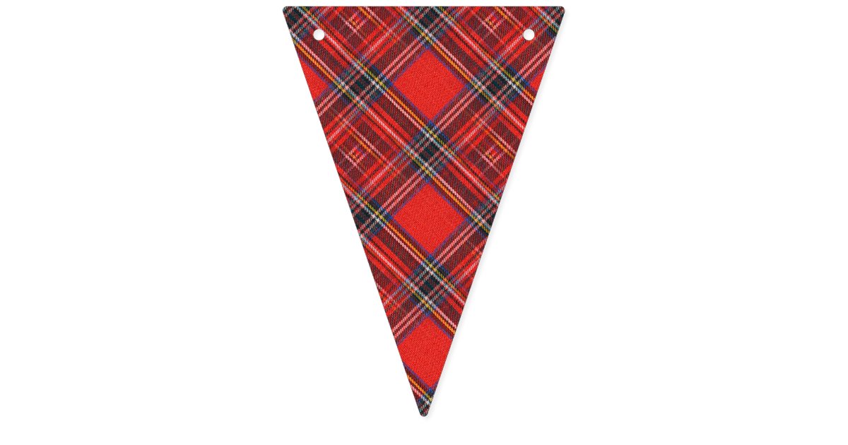 Tartan plaids pattern - traditional red fabric bunting flags | Zazzle