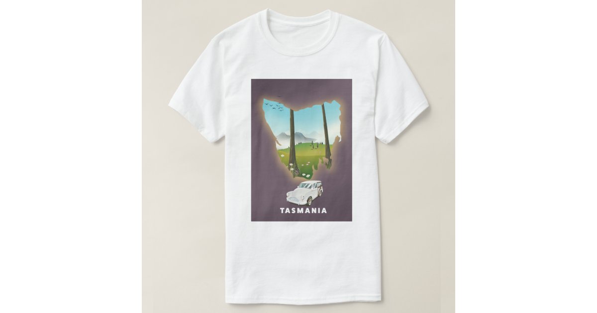 Tasmania illustrated map travel poster. T-Shirt | Zazzle