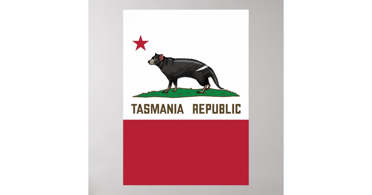 Tasmania Republic Tasmanian devil Flag Poster | Zazzle