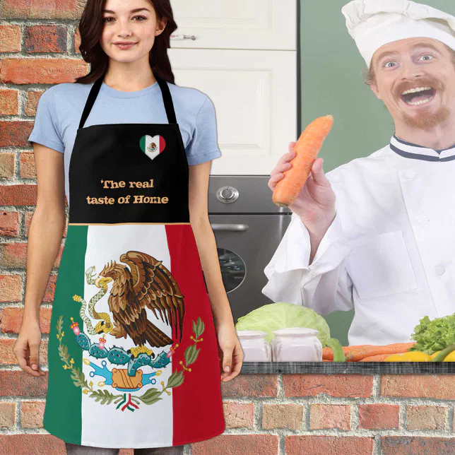 Taste of Home & Mexican Flag, Mexico /Cooking Apron | Zazzle