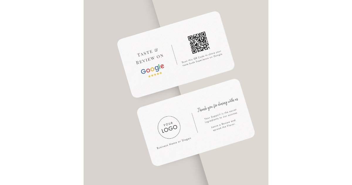 Taste & Review | Google Restaurant Logo QR Code Business Card | Zazzle