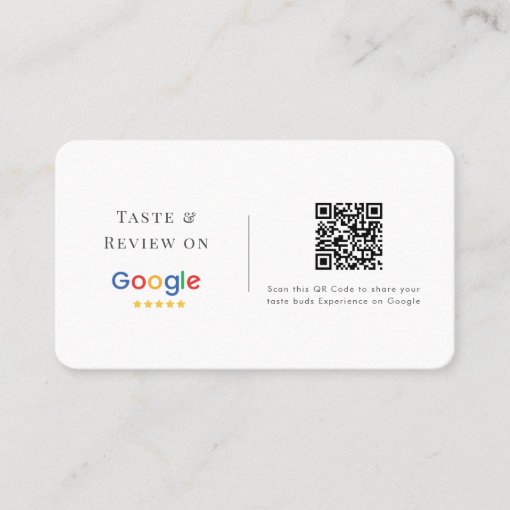 Taste & Review | Google Restaurant Logo QR Code Business Card | Zazzle