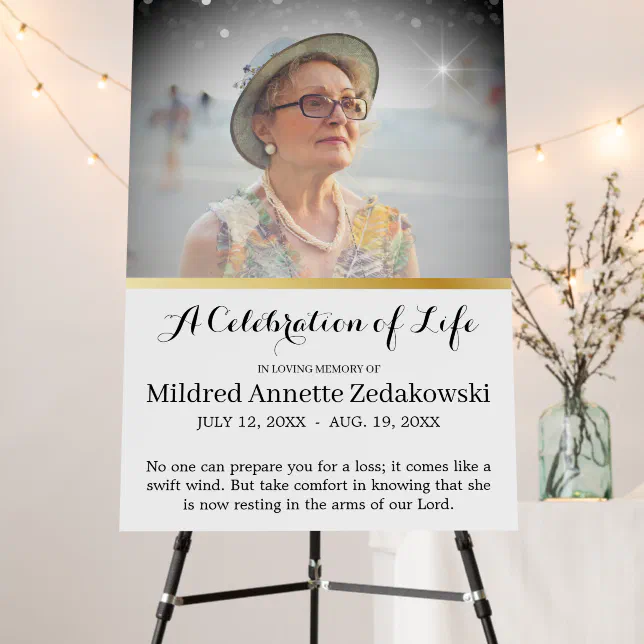 Tasteful Funeral Elegant Celebration of Life Foam Board | Zazzle