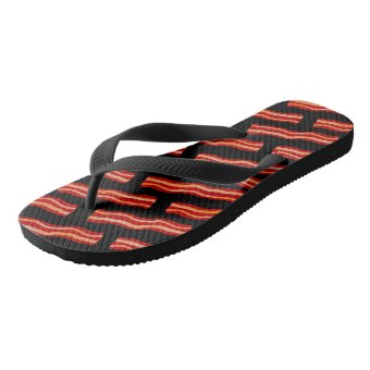 Tasty Bacon Strips Pattern Flip Flops | Zazzle