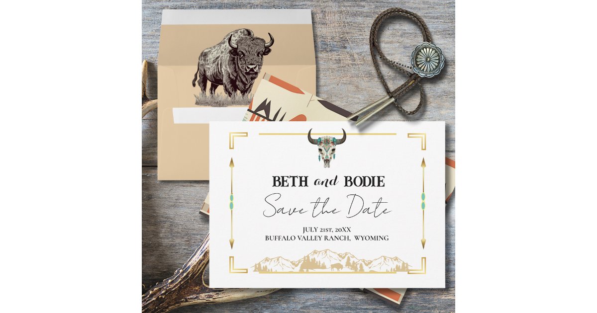 Tatanka Bison Yellowstone Ranch Save the Date Invitation | Zazzle