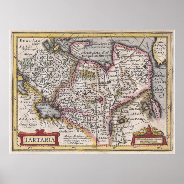 Tatary Antique Map of Central & Northern Asia Poster | Zazzle