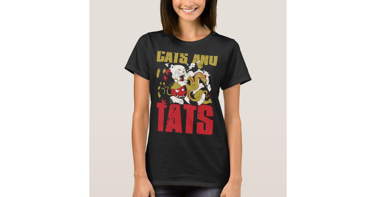 Tats And Cats Body Tattooing Cat Tattoo Artist T-Shirt | Zazzle