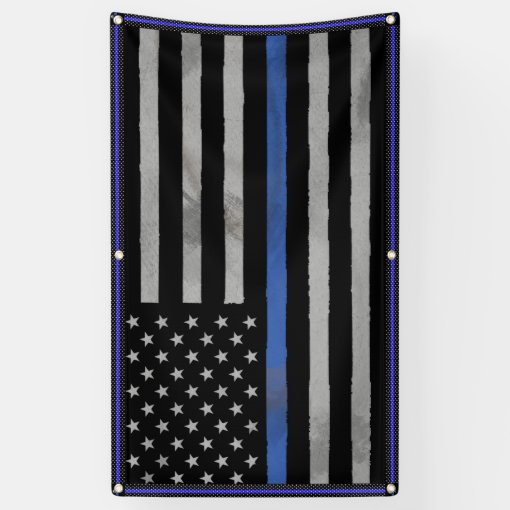 Tattered Distressed Thin Blue Line Flag Banner | Zazzle