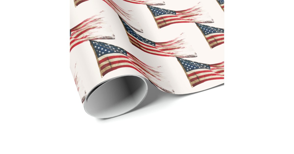 tattered old American flag Wrapping Paper | Zazzle