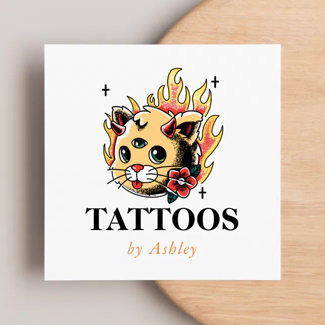 Tattoo Artist Add Your Social Media Creative Artsy Square Business Card ...