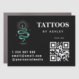 Tattoo Artist Studio Salon Mystic Snake & QR Code Car Magnet | Zazzle