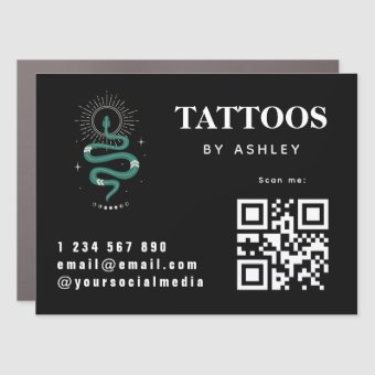 Tattoo Artist Studio Salon Mystic Snake & QR Code Car Magnet | Zazzle